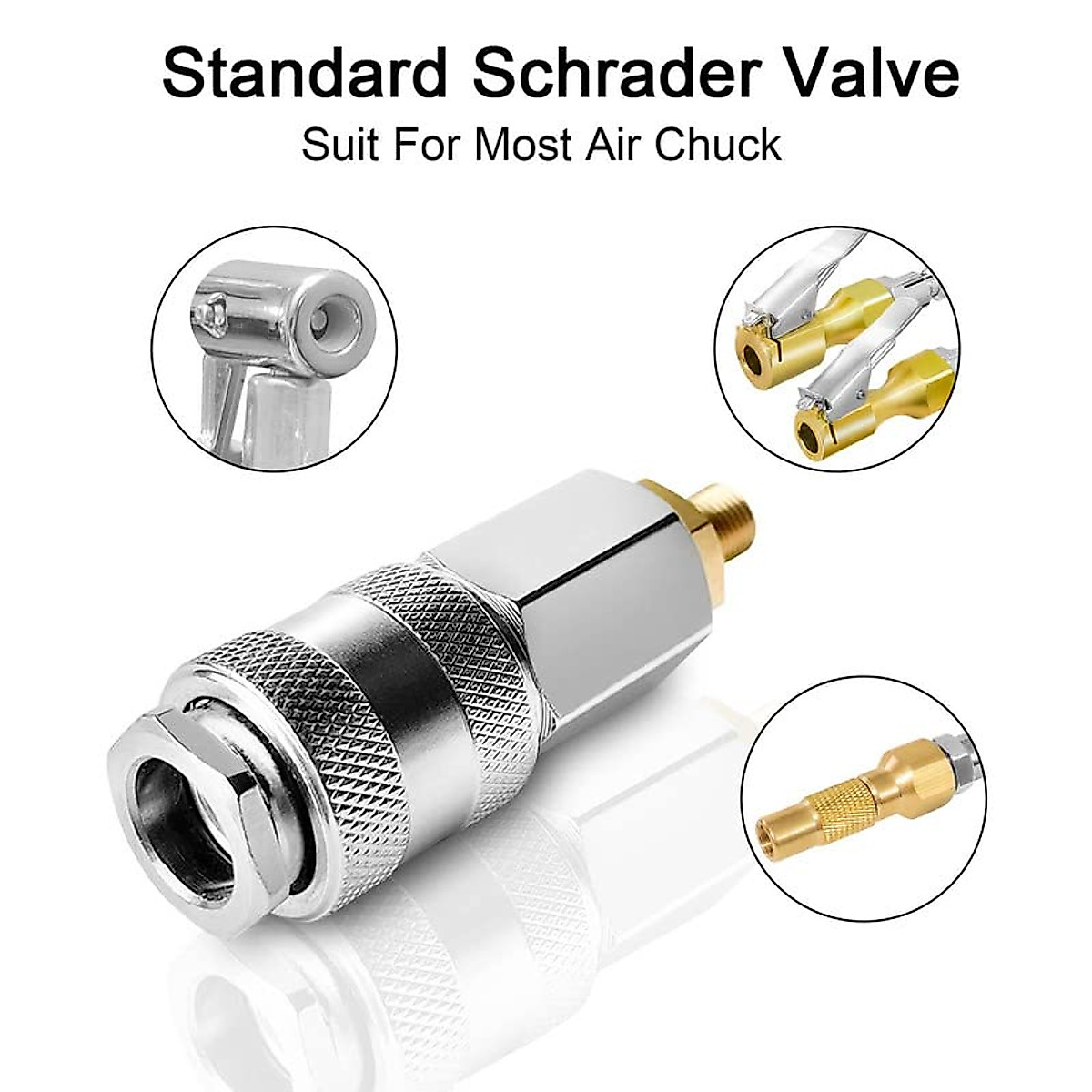 V2ine 1Pack Tire Inflator Electric Portable Air Compressor Adapter,Schrader Valve to 3 in 1 Quick Connector Coupler, Covert Your Air Pump to Pneumatic Tools Like Air Blow Gun, Air Wrench,Sander etc