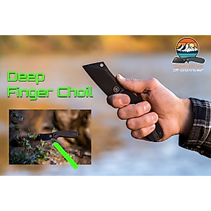 Off-Grid Knives - Cleaver V2 Folding Knife, D2 Tumbled Black Cleaver Blade, G10 Scales, Ceramic Ball Bearings, Left & Right Hand Carry