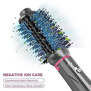 Hair Dryer Brush Set, IG INGLAM 4 in 1 Hot Air Brush, Negative Ion Detachable Hair Dryer & Styler Volumizer Blow Dryer Brush with 2 Styling Brush Heads, Updated Push Switch, Gray