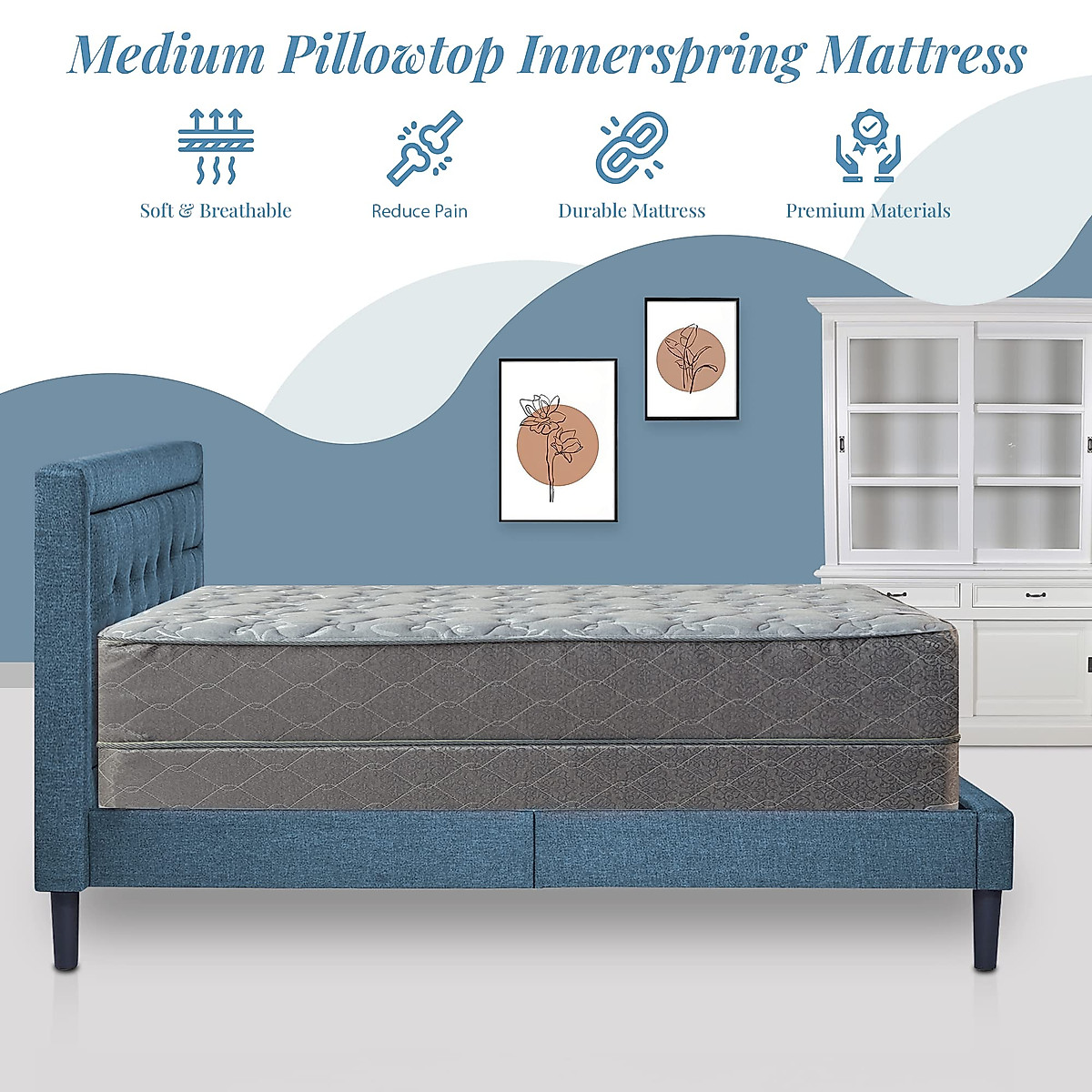 Greaton 11" Plush Foam Encased Mattress with 8" Box Spring, Premium Bed Mattresses Provide Perfect Body Support and Ultimate Comfort, Durable Supporting Internal Structure, Full XL