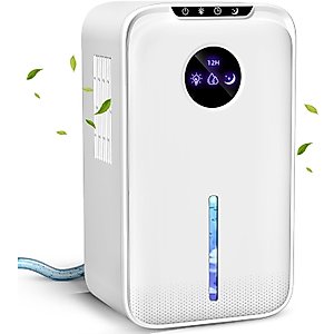 Dehumidifier,88OZ Dehumidifier for Bedroom With Drain Hose Quiet Small Dehumidifier for Bathroom Home Room Basement Portable Mini Dehumidifiers for RV Closet （800Sq.ft)