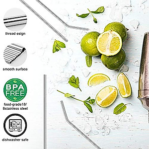 Hypermotion Stainless Steel Straw, Food Grade Reusable Metal Drinking Straw Set with 2 Cleaning Brushes and Carry Pouch for Smoothie, Milkshake, Cocktail and Hot Drinks