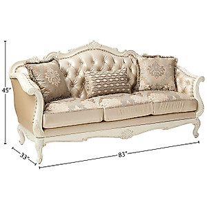 Acme Chantelle Sofa in Rose Gold PU & Pearl White