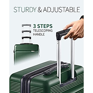 Zitahli Luggage Sets, Suitcases with Wheels, 3 Piece Luggage Set, Suitcase Set with TSA Lock Spinner Wheels YKK Zippers, 20in 24in 28in (Dark Green)