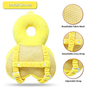 Baby Head Protector & Baby Knee Pads for Crawling, Toddlers Head Safety Pad Cushion Adjustable Backpack, Baby Back Protection for Walking & Crawling, for Age 5-24months, Cute Duck