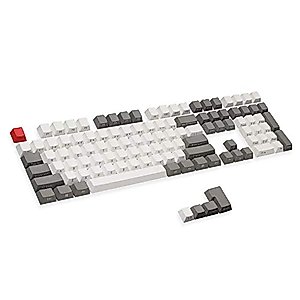 RK ROYAL KLUDGE 115 Classical PBT Side Front Printed Keycaps, OEM Profile Thick ANSI ISO Layout Non-Backlit Keycap Set for MX Switches Mechanical Keyboard, Grey White