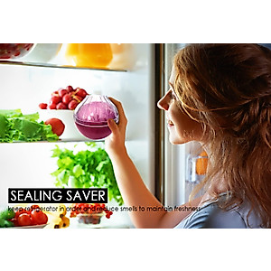 ZTFORUS Onion Keeper for Refrigerator, Reusable Food Storage Container with Lid, Onion Tomato Vegetable Saver Organizer, Clear Lid, Tight Seal