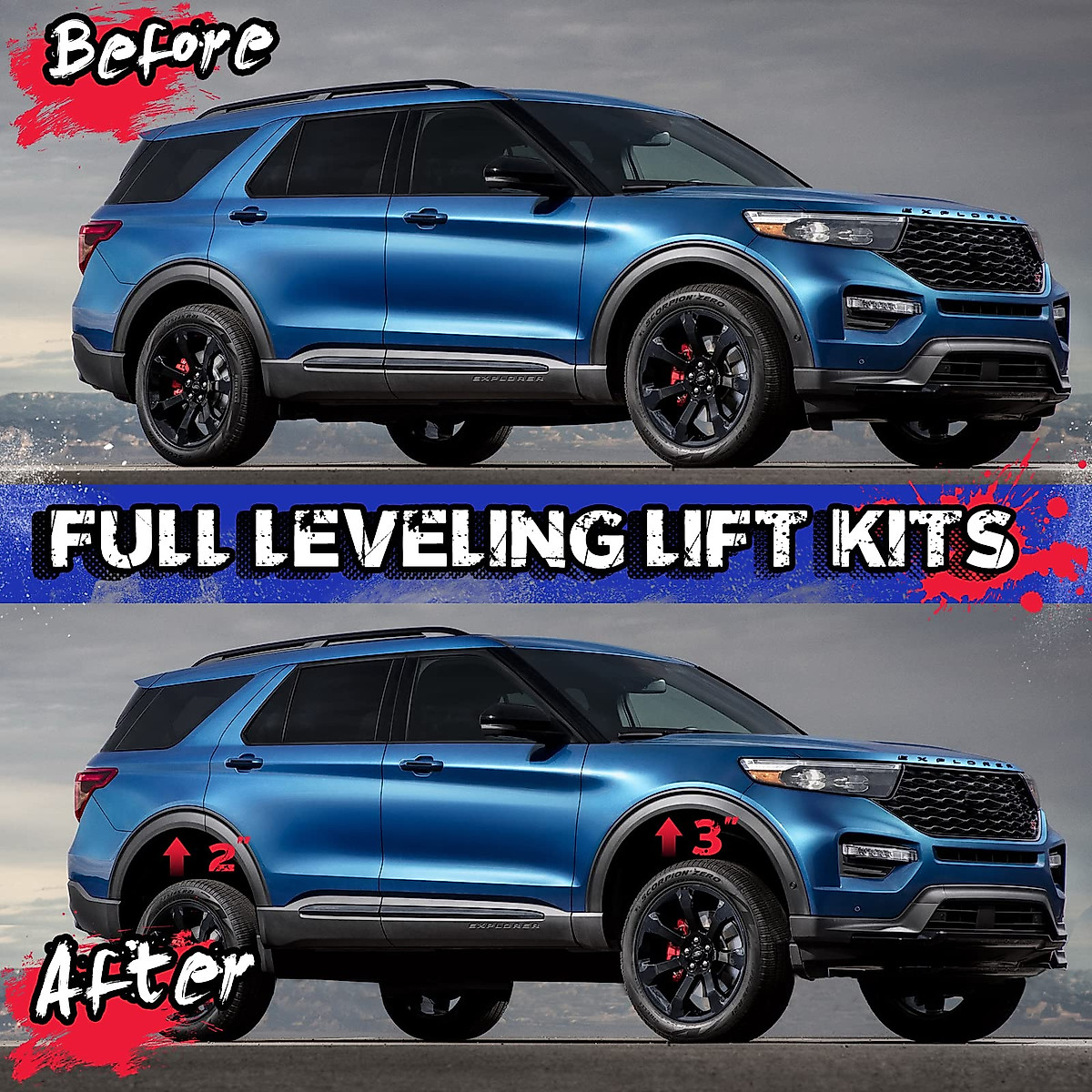 KSP Explorer Suspension Lift Kits, Raise the Front 2.5" and the Rear 1.25" Compatible with 2011-2019 Ford Explorer 2wd/4wd,the kit works on ALL explorers except those with the air-ride system