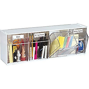 Deflecto Interlocking Multi Storage Organizer Tilt Bin, White