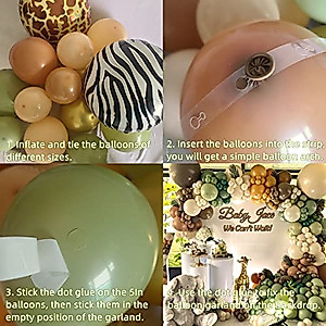 134Pcs Safari Jungle Balloon Garland Arch Kit- Sage Olive Green and Brown Balloons for Wild One Dinosaur Theme Party Supplies with Animal Print and Metallic Gold Ivory Tan Balloons for Boy Girl Lion King First Bithday Woodland Baby Shower Wedding Graduati