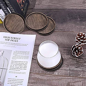 Wood Drink Coasters with Metal Holder, GOH DODD 4 Inch 6 Pieces Wooden Coasters Cup Coaster Set for Bar Kitchen Home Apartment, Walnut Wood