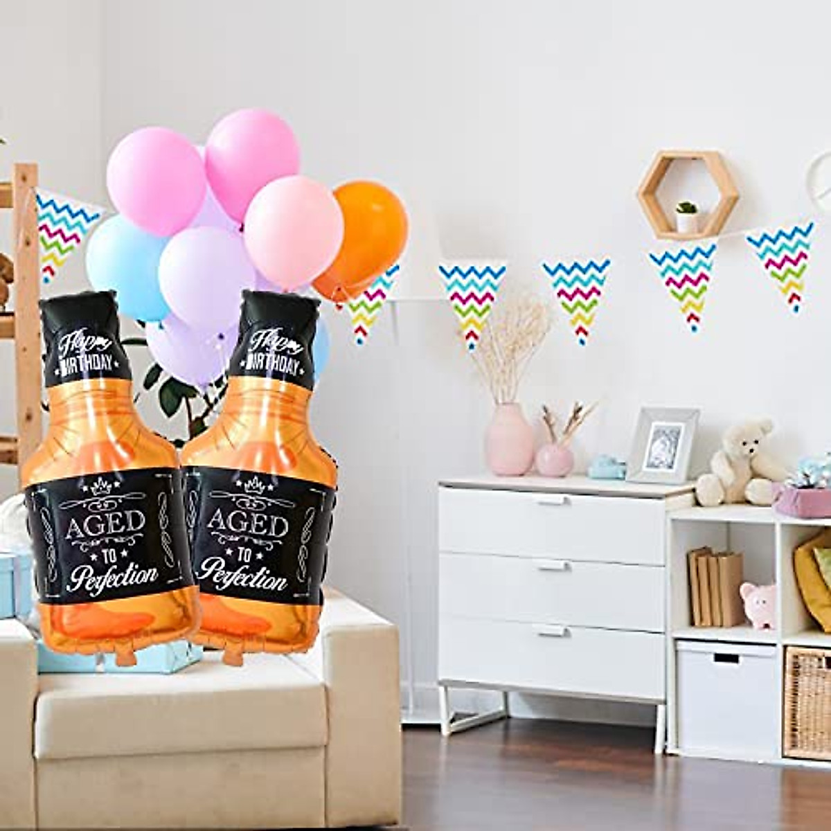 BIEUFBJI Whisky Bottle Foil Balloons Aluminum Balloon Whiskey Bottle Shape Mylar Foil Balloon for Bar Summer Party Beer Festival Birthday Party Party Decoration Supplies (4 Pcs)