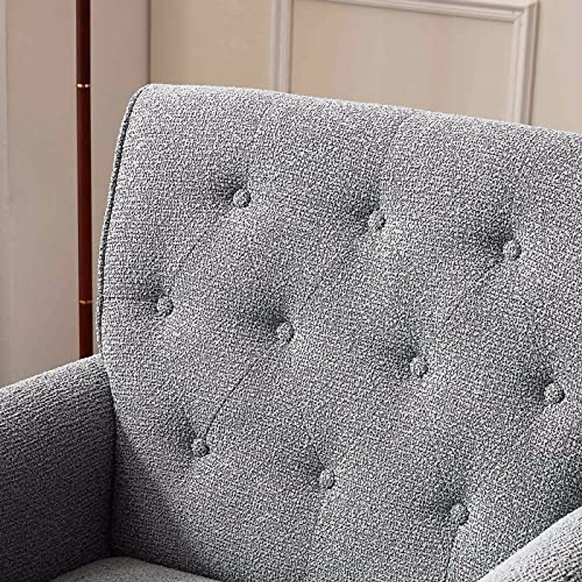 Sepnine Mid-Century Modern Accent Chair Comfy Upholstered Fabric Armchair with Wood Legs Reading Chair for Living Room Bedroom Clearance (Chenille-Gray)