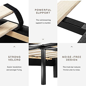 ikalido Queen Size Upholstered Platform Bed Frame with Geometric Upholstered Headboard, Strong Wood Slats Support, Mattress Foundation, Dark Grey