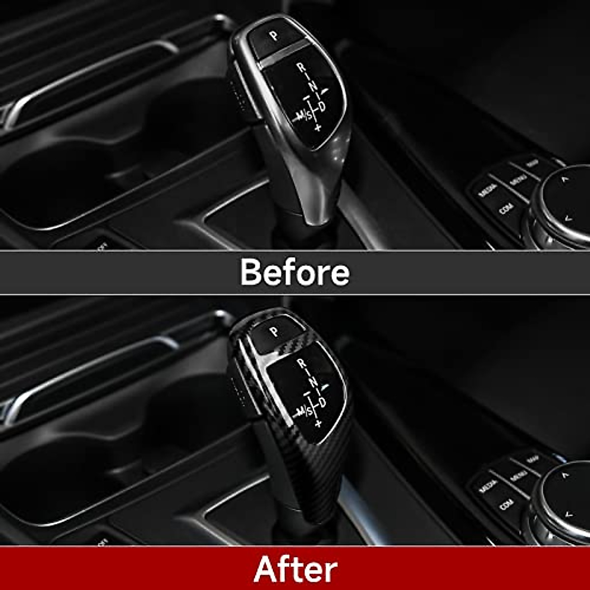 HENGYUESHANG Car Sticker Decals Gear Shift Knob Cover Carbon Color ABS Trim fits for BMW F20 F21 F22 F23 F30 F31 F32 F33 F34 F35 F36 F07 F10 F12 F13 F15 F16 F25 F26 Accessories (Style B)