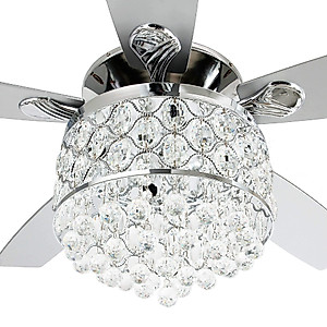 Parrot Uncle Ceiling Fans with Lights and Remote 52 Inch Modern Chandelier Ceiling Fan with Light for Bedroom 52 Inch Outdoor Ceiling Fans for Covered Paitos with Light, Polished Chrome