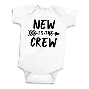 Bump and Beyond Designs Baby-Boys New to the Crew Pregnancy Announcement Newborn Leotard White, 0-3 Months