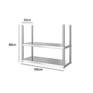 Hanging Floating Stainless Steel Shelf, 2-Layer European Ceiling Hanger, Restaurant Bar Display Stand, 6 Sizes (Size : 1003580cm)