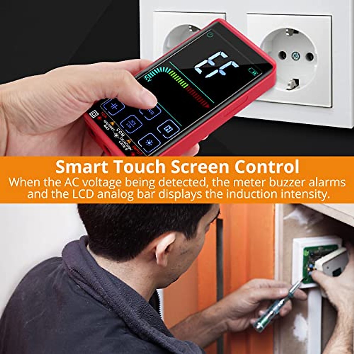 Proster Digital Multimeter TRMS Meter Voltage Current Capacitance Tester Temperature NCV (Touch Screen TRMS Meter)