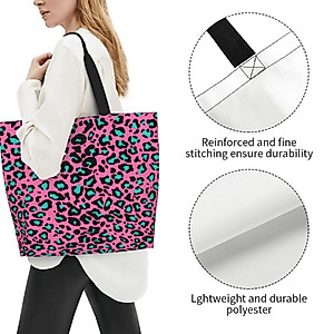 OHORTEB Tote Bag for Women, Reusable Large Ladies Shoulder Bag, Fasion Handbag for Office, Shopping, Travel (Pink Leopard)