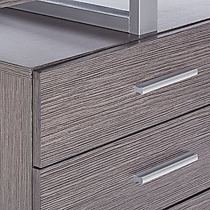 Monarch Specialties Left or Right Facing 47-Inch Modern Home Office Computer Study Writing Desk with Filing Drawer, 48"L, Grey & Silver