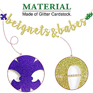 Beignets & Babes Banner, Nola Bachelorette Party Decorations, New Orleans Bachelorette Decorations, Pre-Strung Supplies for Beignets and Besties, Bridal Showers, Gold Glitter