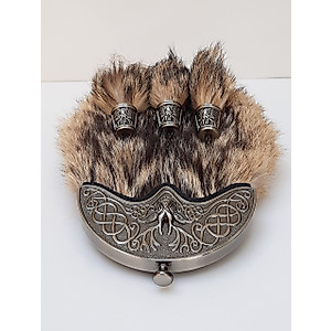 Scottish Kilt Full Dress Sporran Stag Cantel Sporran Antique Unique Stag.471 (Enamel Stag Fox Fur)
