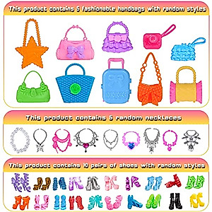 ebuddy Doll Clothes and Accessories 33 Pack Doll Outfit Dress Swimsuit and Necklaces Handbags Shoes for 11.5 Inch Girl Doll