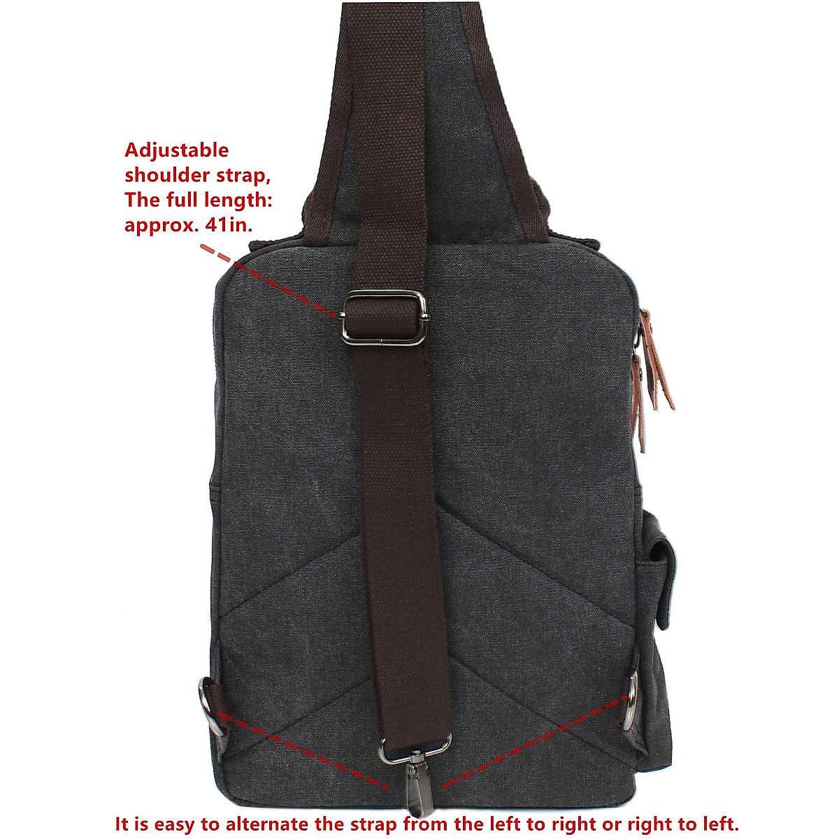 Leaper Retro Crossbody Bag Sling Bag Canvas Messenger Bag for Men Women Shoulder Bag Crossbody Handbags Satchel Black, M