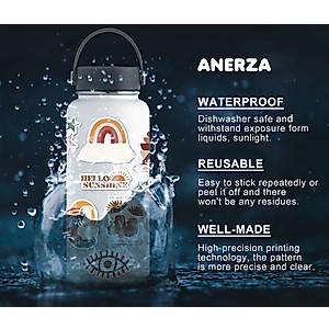 ANERZA 200 PCS Aesthetic Boho Stickers, Cute Vinyl Waterproof Stickers for Water Bottles Laptop Phone Journaling Scrapbook Junk Journal, Small Business Supplies, Plant Sticker Packs for Adults Teens