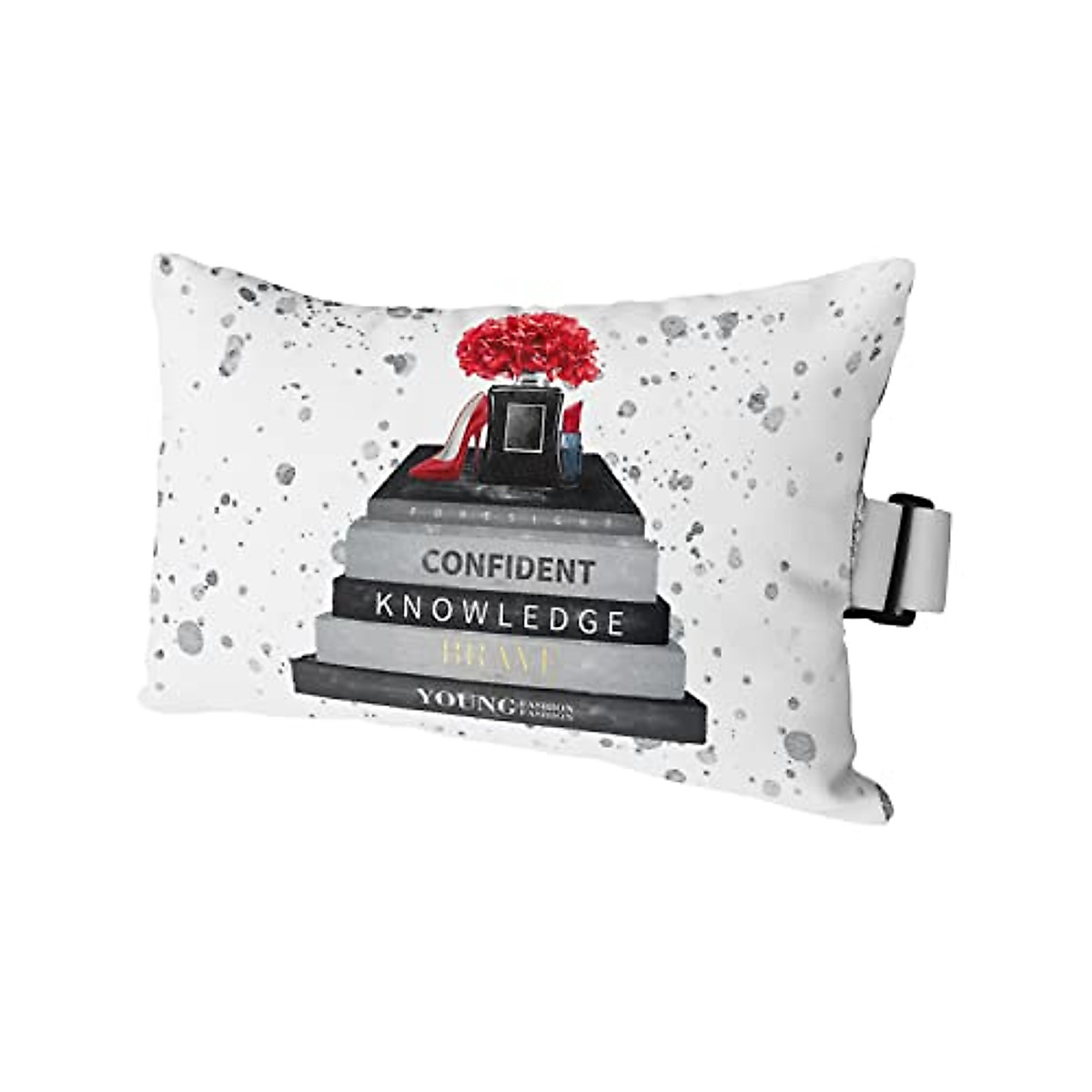 Fashion Lady Theme Outdoor Pillows for Chaise Lounge Chair, Flower High Heels Lipstick Perfume Waterproof Lumbar Head Support Pillow with Adjustable Elastic Band for Pool Patio Furniture Decorative