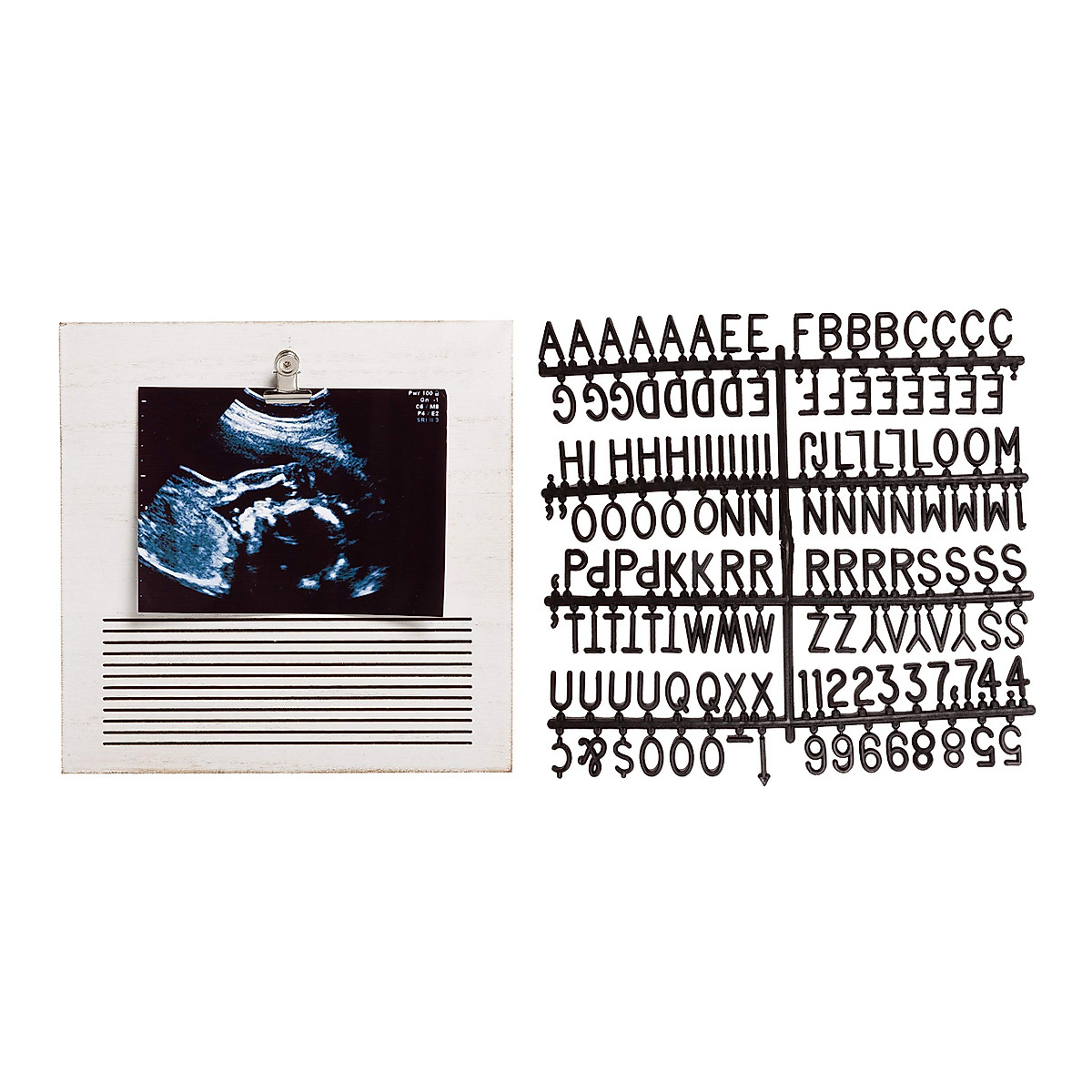 Pearhead Classic Wooden Letterboard, Baby Keepsake Clip Photo Frame, Wooden