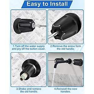 sousac 3 Set Shower Knob Replacement, Tub Faucet Handles Replacement Include Hot/Cold/Diverter, Bathtub Faucet Handles Compatible with Price Pfister Verve for Remodeling Trim (Black)