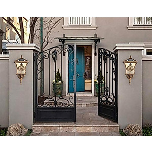 Zziyj LED Solar Wall Light Garden Outdoor Security Lights Vintage Solar Lantern Wall Lights for Patio Deck Yard Garden Fence Home Stairs Wall Lamp