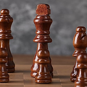 Chess Set for Adults & Kids - suwam 12 Inch Leather Travel Chess Board Pieces Unique Design Chess by Chess Armory Game Gift Choice (12inch)