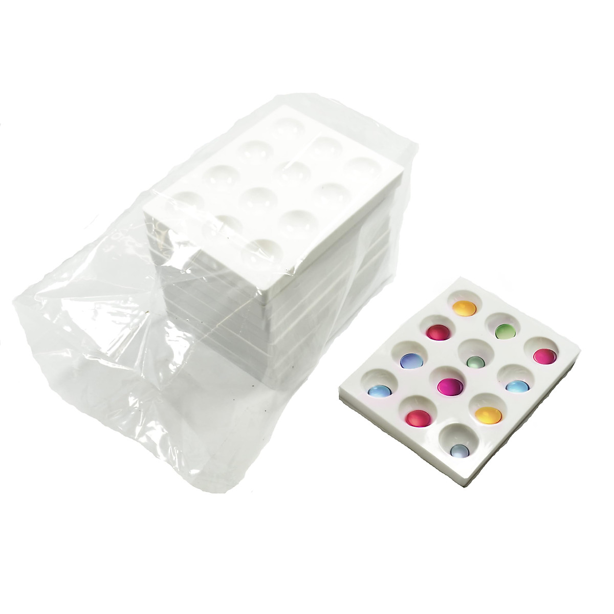 EISCO 10PK Spot Plates, 12 Wells - Polyethylene, Premium Hard Plastic