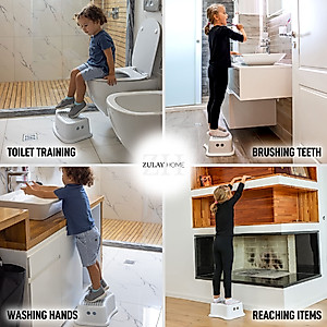 Zulay Home , Bathroom Sink with Anti-Slip Surface & Base - Kids step stool for Toddlers Potty Training, Kitchen, Living Room, Bedroom, Toy Room (Gray)