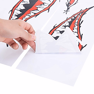 MOOCY 2Pcs Shark Teeth Mouth Kayak Stickers，Kayak Decals Waterproof DIY Funny Graphics Accessories for Kayak Canoe Fishing Boat Car Truck Jet Ski Hobie Dagger Ocean Boat Decoration