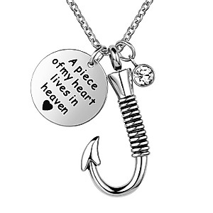 LuxglitterLin Fish Hook Cremation Urn Necklace for Ashes Fishing Memorial Ashes Keepsake Pendant