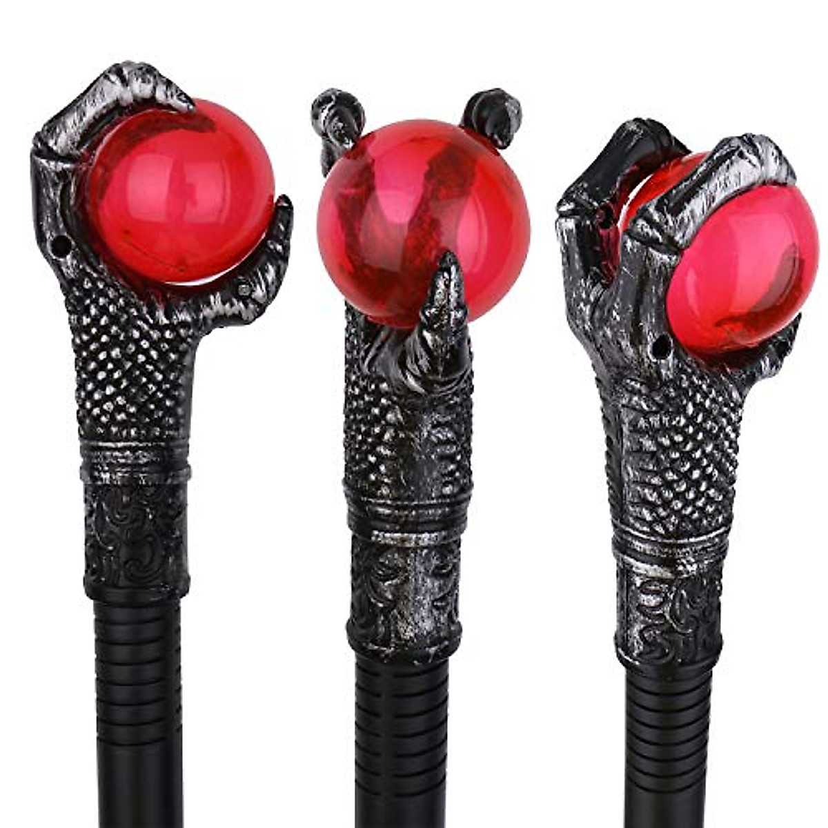 Halloween Costumes Walking Canes Red Fire Dragon Claw Orb Wands Walking Stick Staff Photo Prop Accessory Decorations