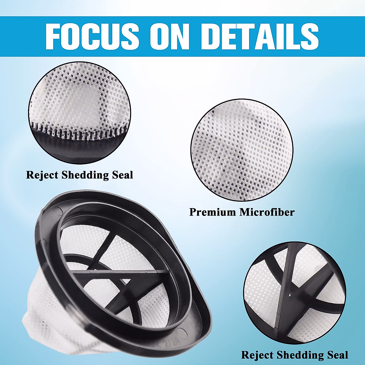 Improvedhand Filters Replacement for Bi-ssell 3-in-1 Stick Vacuum Fit For Bissell 38B1, 38B1L, 1059 Series Lightweight Stick Vacuum, Compare to Part # 203-7423, 2037423, 4 Pack