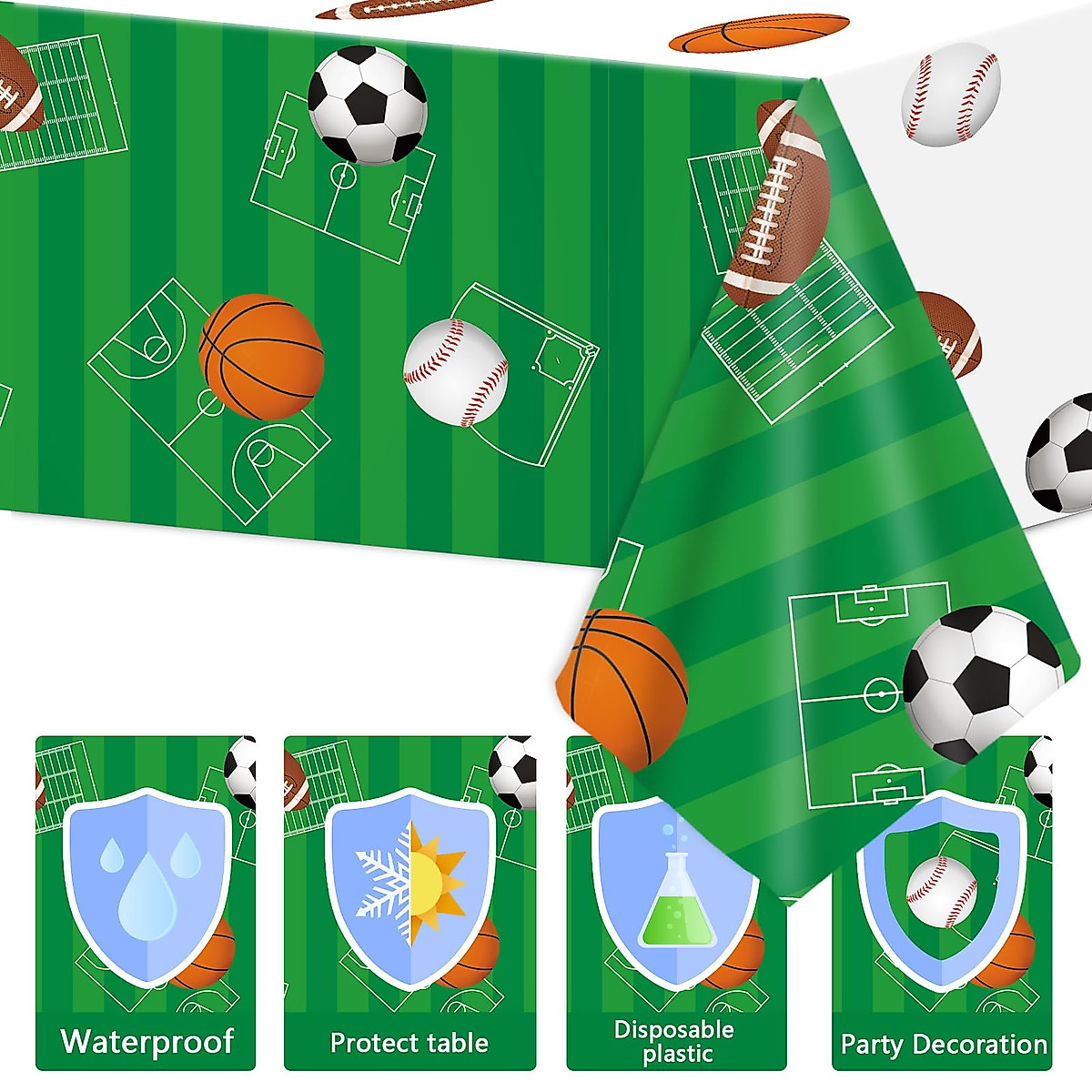 Sports Party Decorations Tableware Set All Star Plates Napkins All Sports Disposable Table Cover Baseball Football Soccer Basketball Dinnerware for Boy Birthday Party Baby Shower Decor Supplies