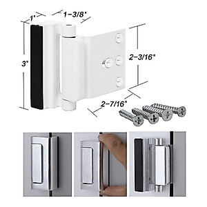 TOYFUL 2 Pack Door Reinforcement Locks with 8 Screws, Home Security Door Lock for Toddler, Childproof Door Lock Night Lock Withstand 800 Lbs White
