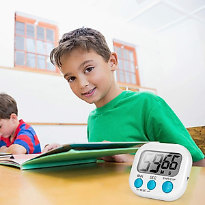 Kitchen Timer (Battery Included), Magnetic Digital Timers Loud Alarm Kitchen Timers for Cooking 2 Pack White, Upgrade Silent Classroom Timer for Kids, Back Stand for Visual Timer