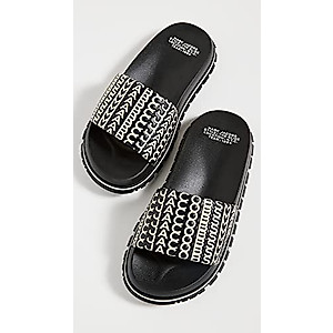 Marc Jacobs Women's THE MONOGRAM SLIDE, Black/White, 8 Medium US