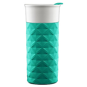 Ello Ogden Ceramic Travel Mug with Splash-Resistant Slider Lid and Protective Silicone Boot, Perfect for Coffee or Tea, BPA Free, Dishwasher Safe, Teal, 16 oz