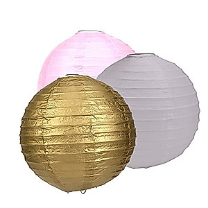 Sogorge Bridal Shower Decorations 18pcs Burgundy Pink Gold Birthday Decorations Tissue Paper Pom Pom and Paper Lanterns Photo Backdrop Wedding/Bachelorette Party Decorations