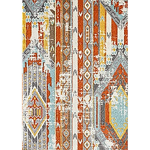 L'Baiet Ava Multicolor Orange Yellow Turquoise Boho Tribal Southwestern Indoor 8' x 10' Area Rug