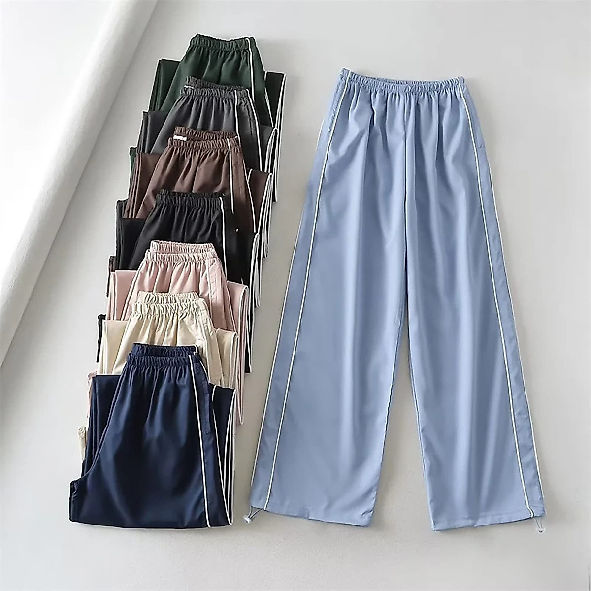 Track Pants Women Baggy Pants Y2K Elastic Waist Trousers Work Pants Parachute Pants for Women Y2K Clothing Womens Parachute Pants Baggy Elastic Waist Jogger Sweatpants Track Pants