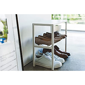 Yamazaki Home 2-Tier Entryway Organizer | Steel | Shoe Rack, One Size, White